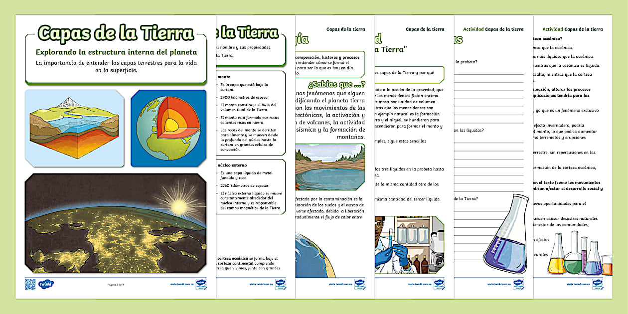 Guía de Trabajo: Las Capas de la Tierra y la Geología - Twinkl