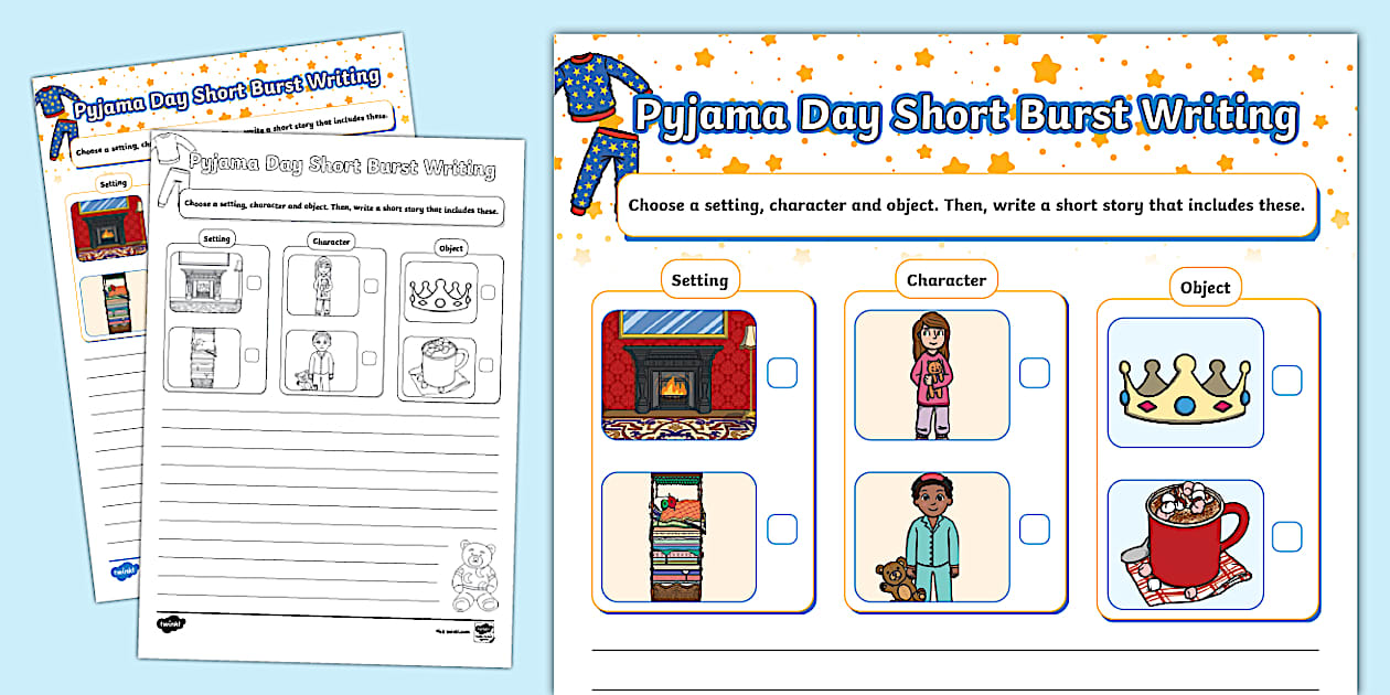 Pyjama Day Short Burst Writing Template (teacher made)