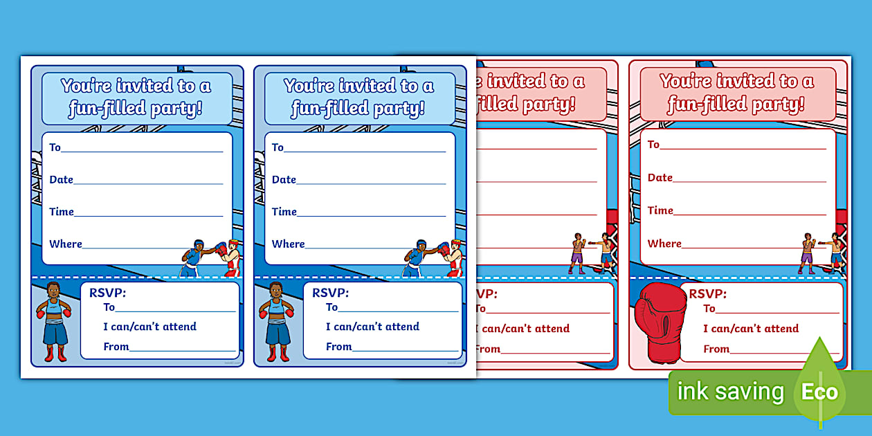 Boxing-Themed Party Invitations | Twinkl | Birthday Party