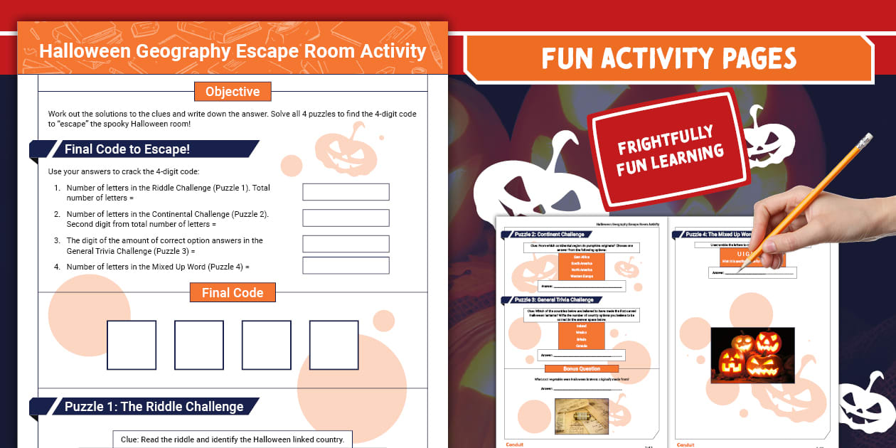 Halloween Geography Escape Room Activity