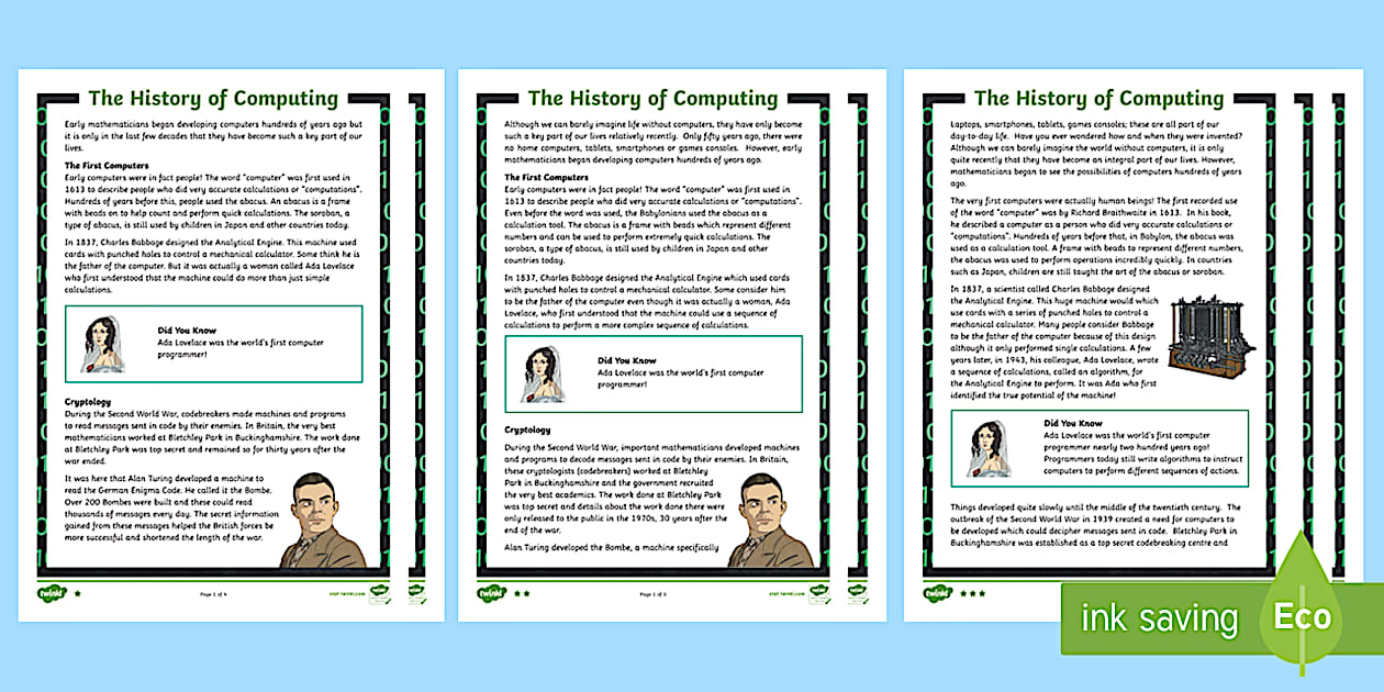 Reading Comprehension About Computers | Primary Resource