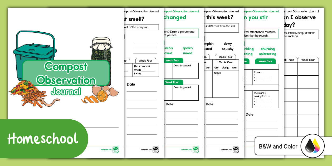 Homeschool Compost Observation Journal for Younger Children