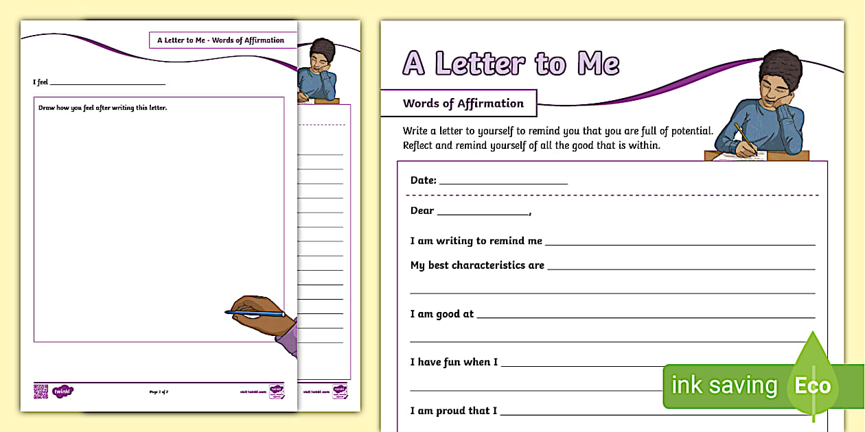 A Letter to Me - Words of Affirmation (teacher made)