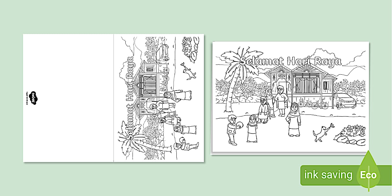 Lembaran Mewarna Kad Hari Raya Aidilfitri