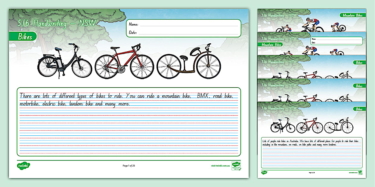 5-6 Handwriting - Bikes - Primary Education Resources