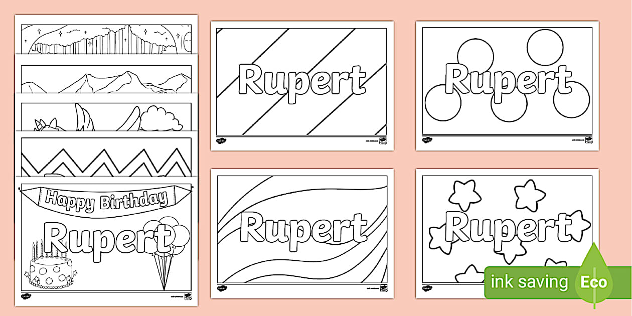 Rupert Name Simple Colouring Activity Sheet (Teacher-Made)