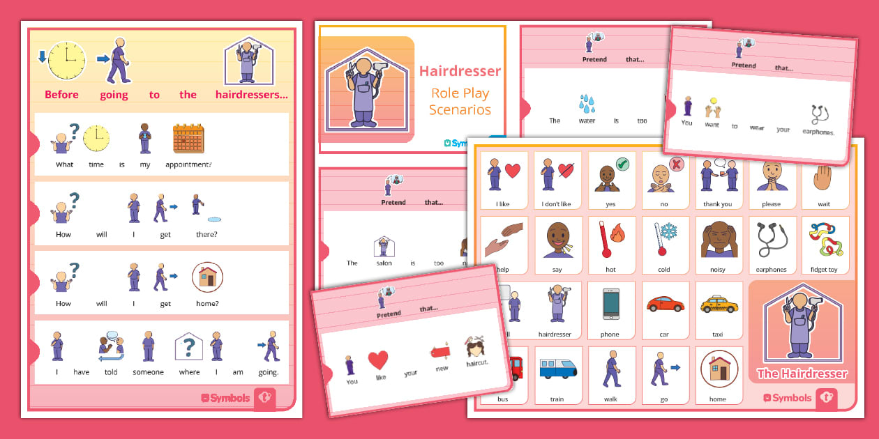 Twinkl Symbols: Hairdresser Role Play Scenarios - Twinkl