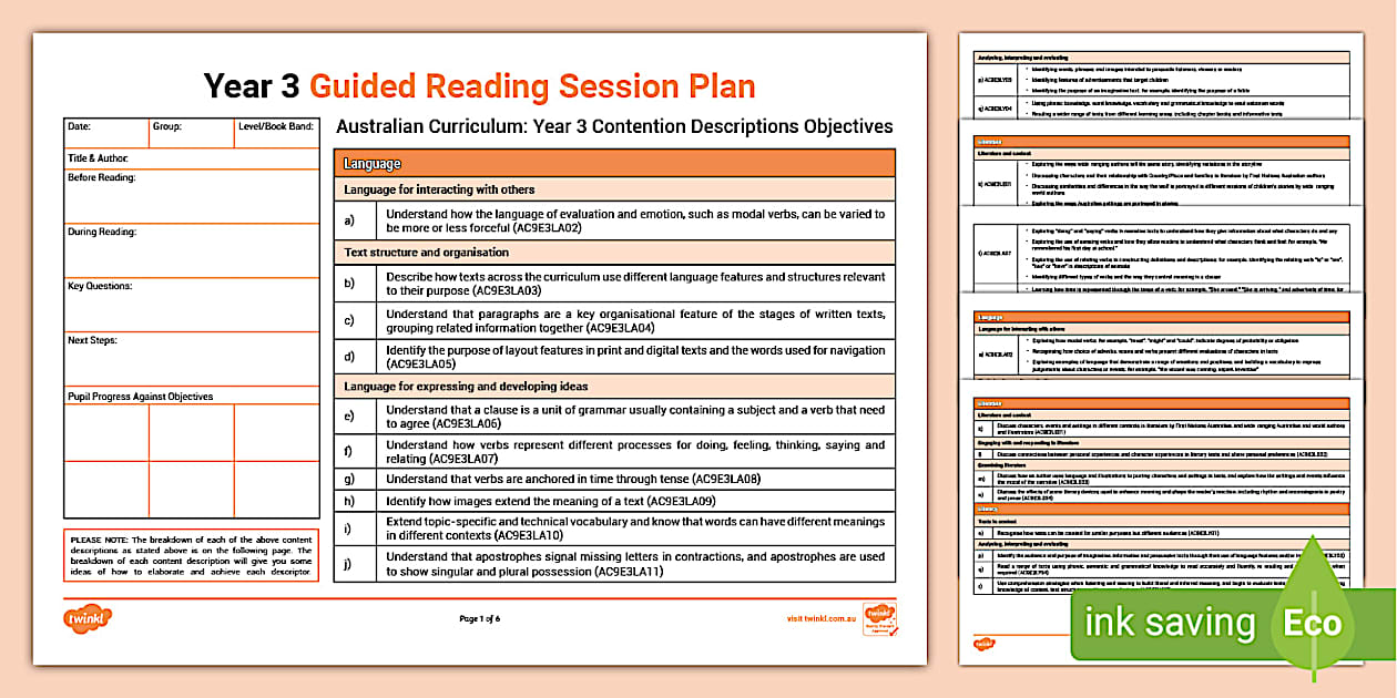 Year 3 Guided Reading Session Plan (teacher made) - Twinkl