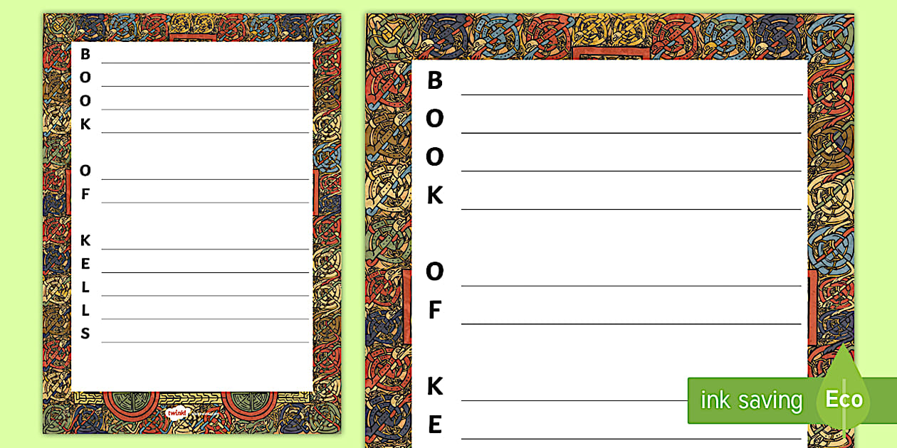 The Book of Kells Acrostic Poem - Twinkl