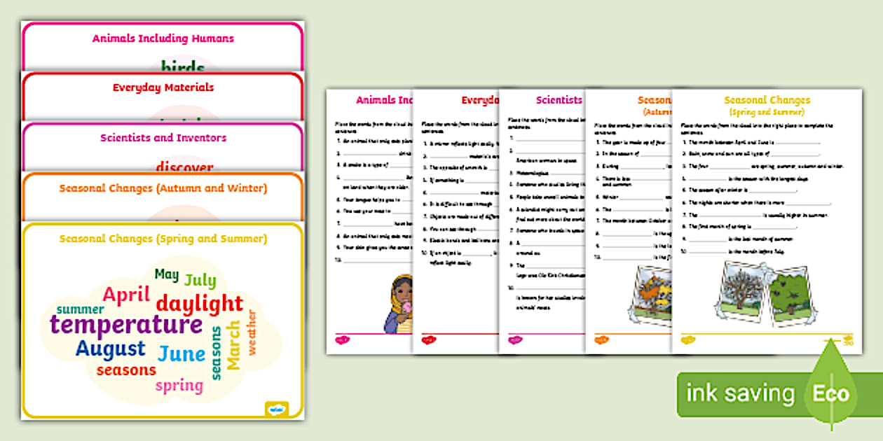 Year 1 Science Key Vocabulary Clouds and Retrieval Questions