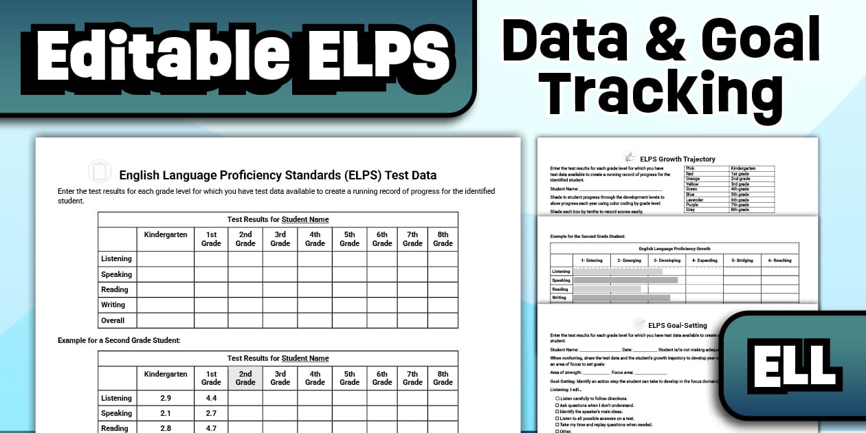 Editable ELPS Data Tracking & Goal-Setting Forms for ELL