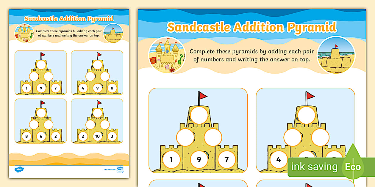 👉 Sandcastle Addition Pyramid (teacher made) - Twinkl