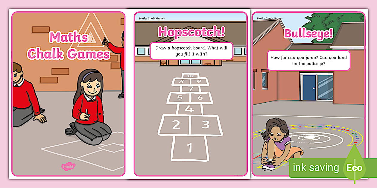 Outdoor Maths Chalk Game Cards (teacher made) - Twinkl