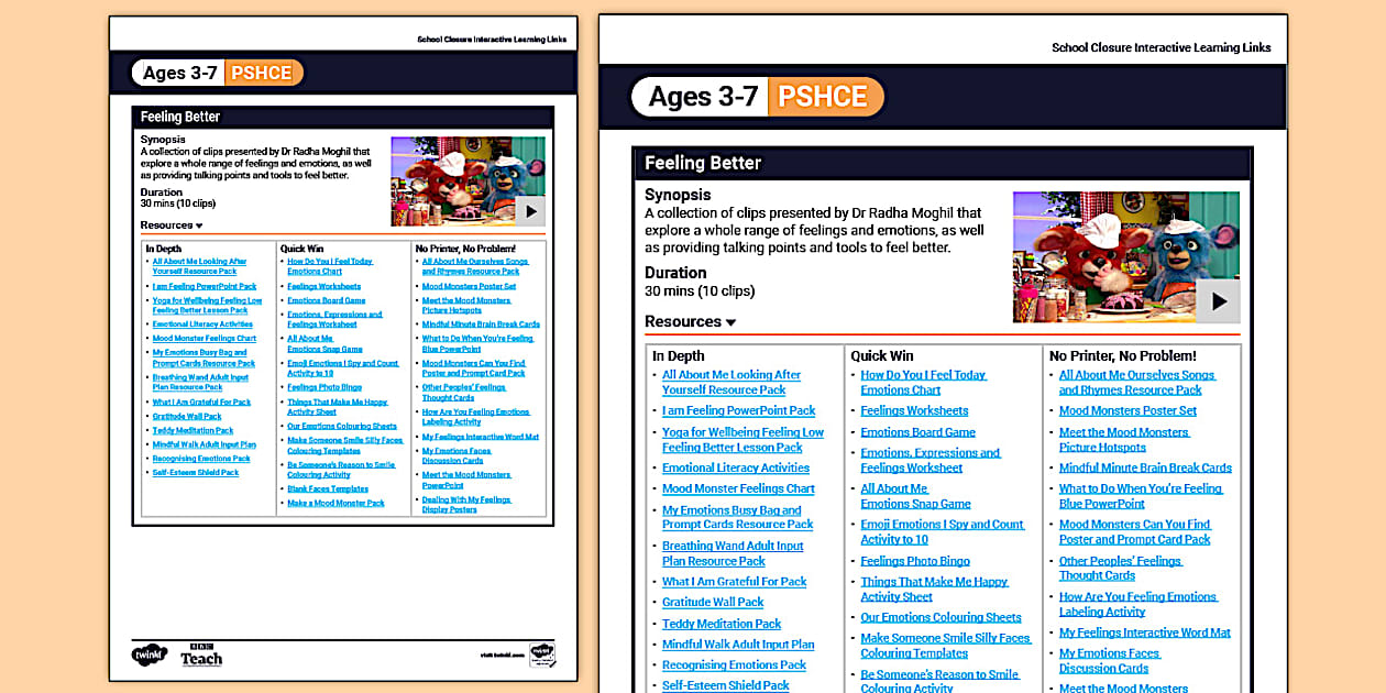 FREE! - BBC Teach | Live Lesson and Resources - PSHCE - Feeling Better ...