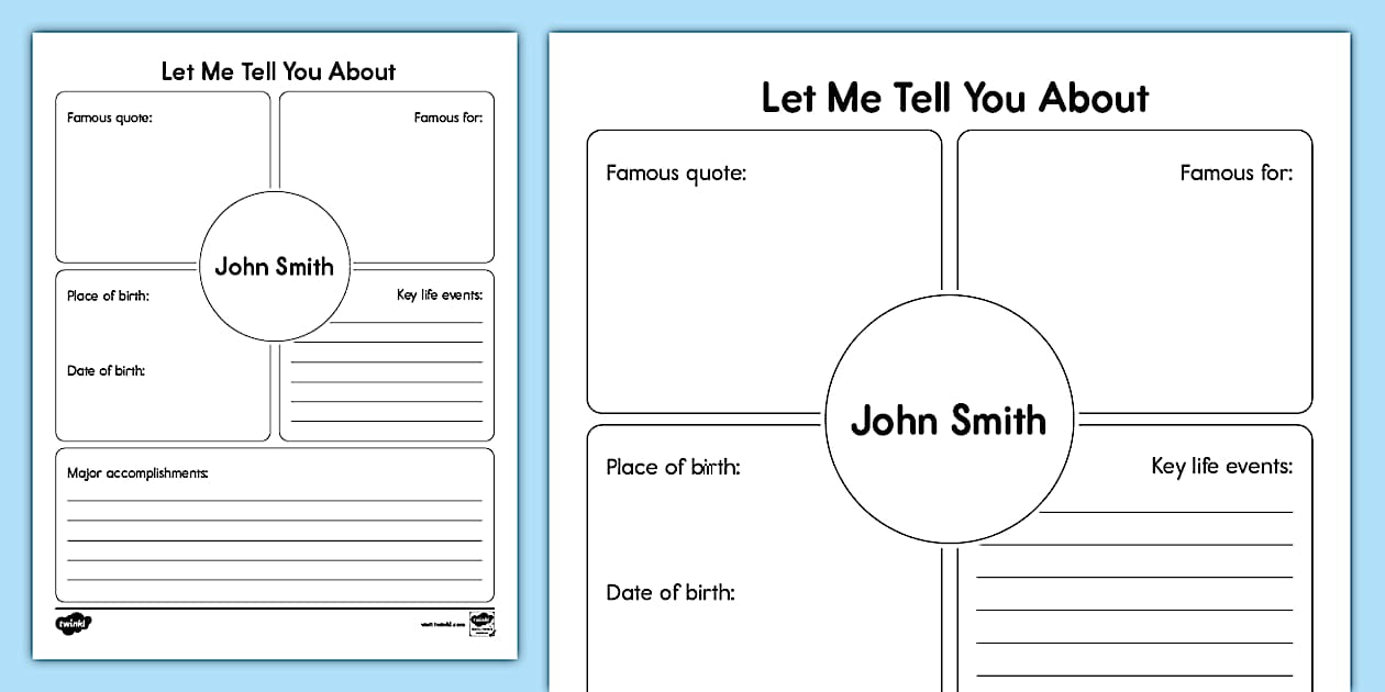 Let Me Tell You About John Smith Biography Worksheet for K-2nd Grade
