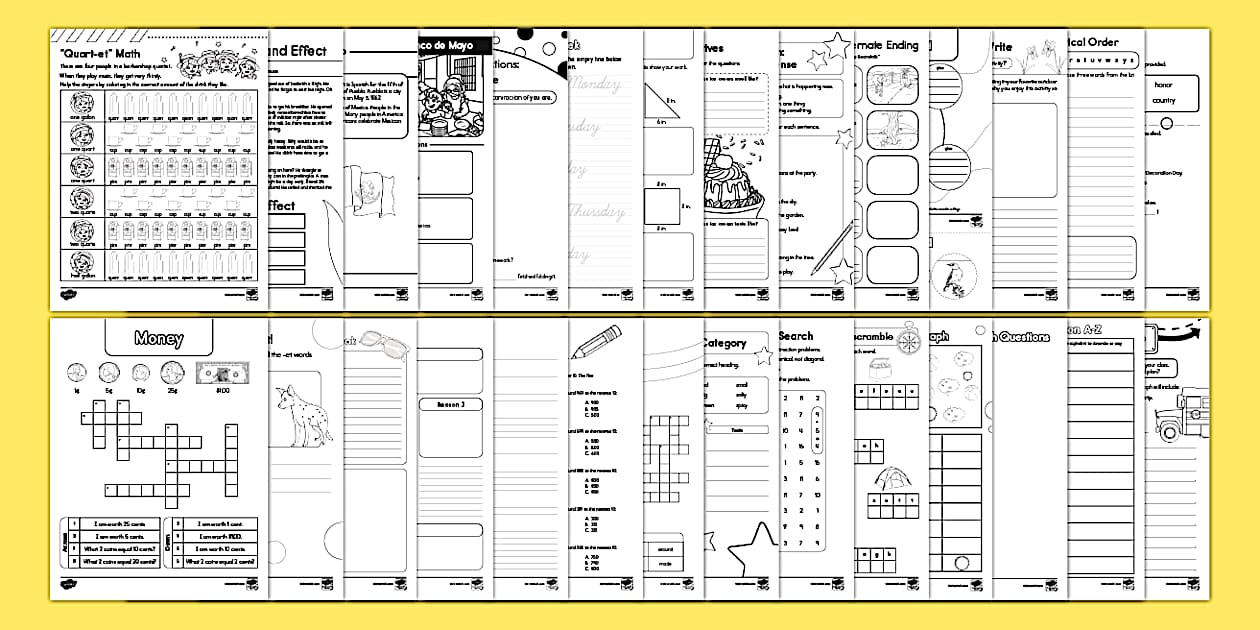 Second Grade May Math & ELA No-Prep Packet (Teacher-Made)
