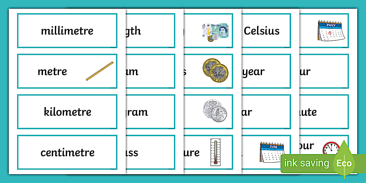 LKS2 Measurement Key Maths Vocabulary Cards - Twinkl