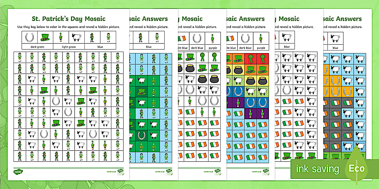 Saint Patrick's Day Mosaic Images Worksheet / Worksheets