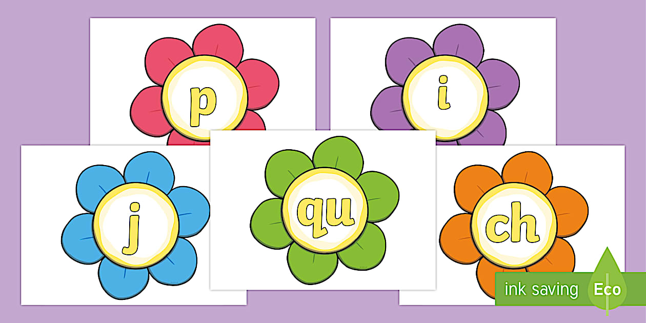 Phase 2 and 3 Phonemes on Flowers Cut-Outs (teacher made)