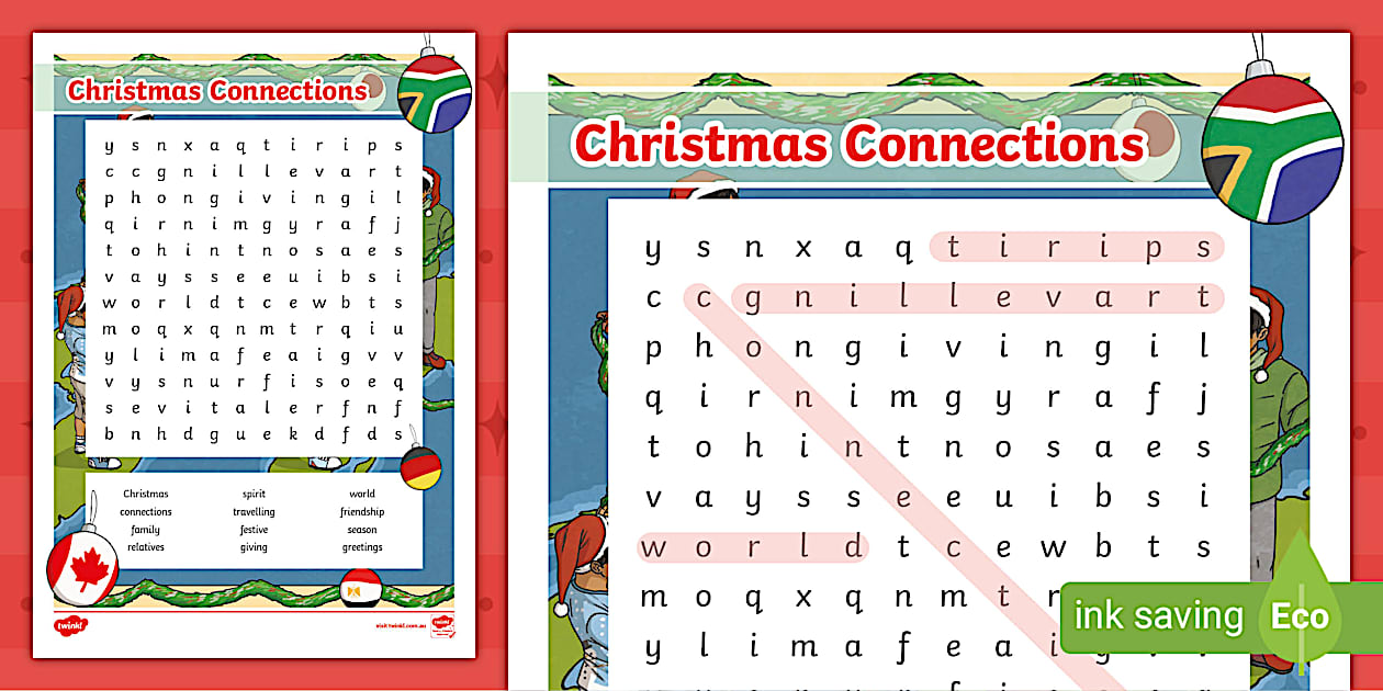 Christmas Connections Word Search Years 3-6 (teacher made)
