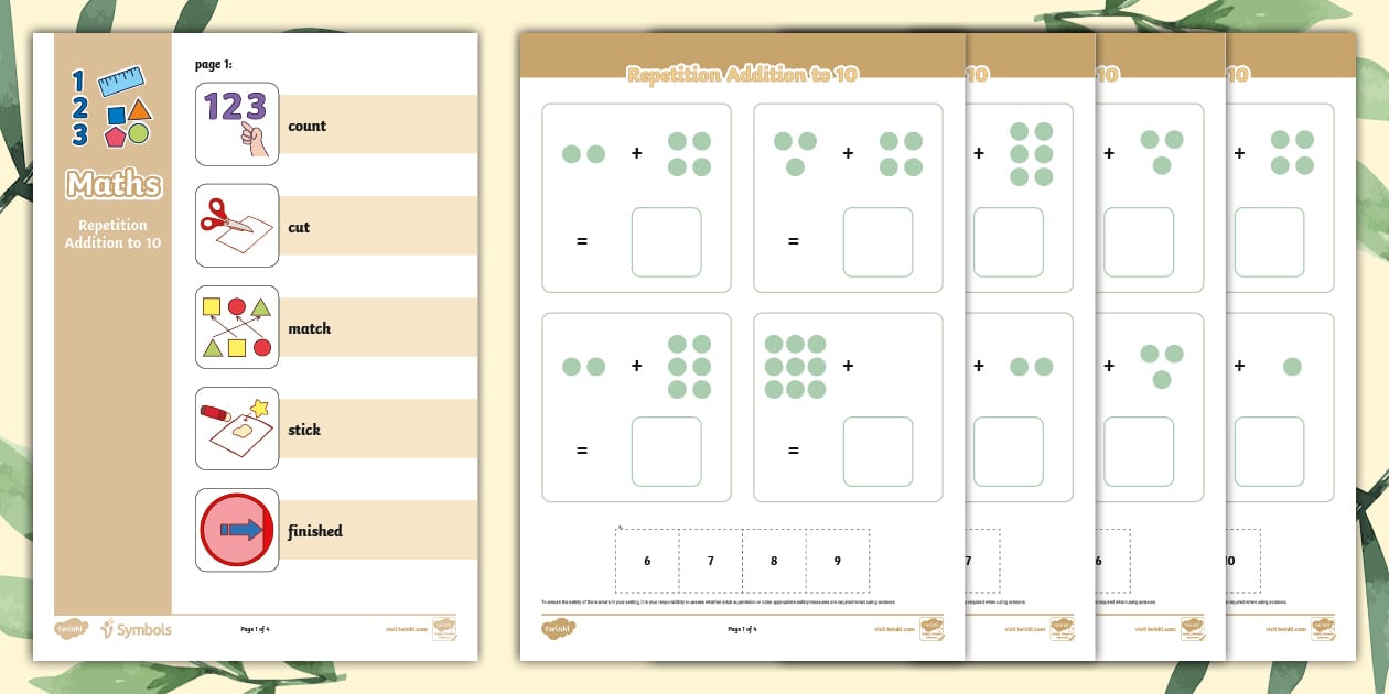 SEND Structured Steps Repetition Addition to 10 - Twinkl