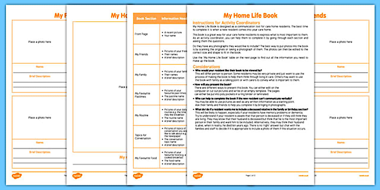 Elderly Care Home Life Book