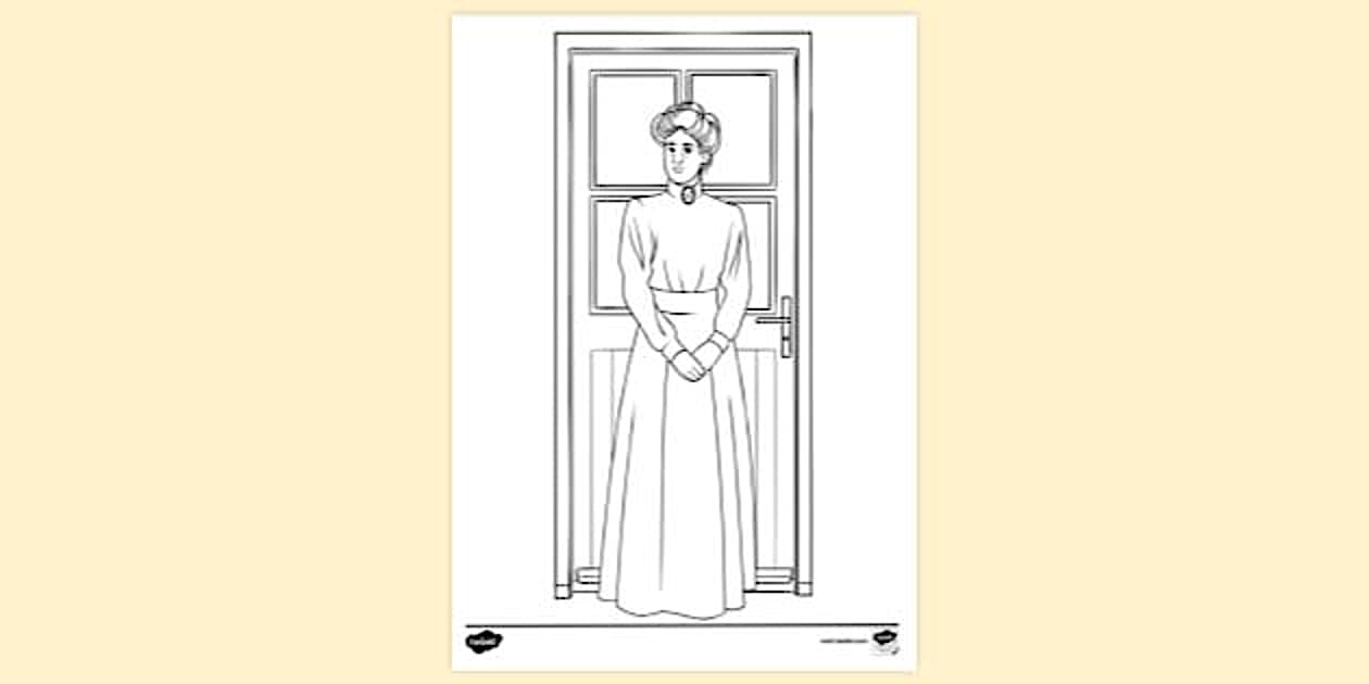Esme Kipps In Front Of Door Colouring Sheet (teacher made)