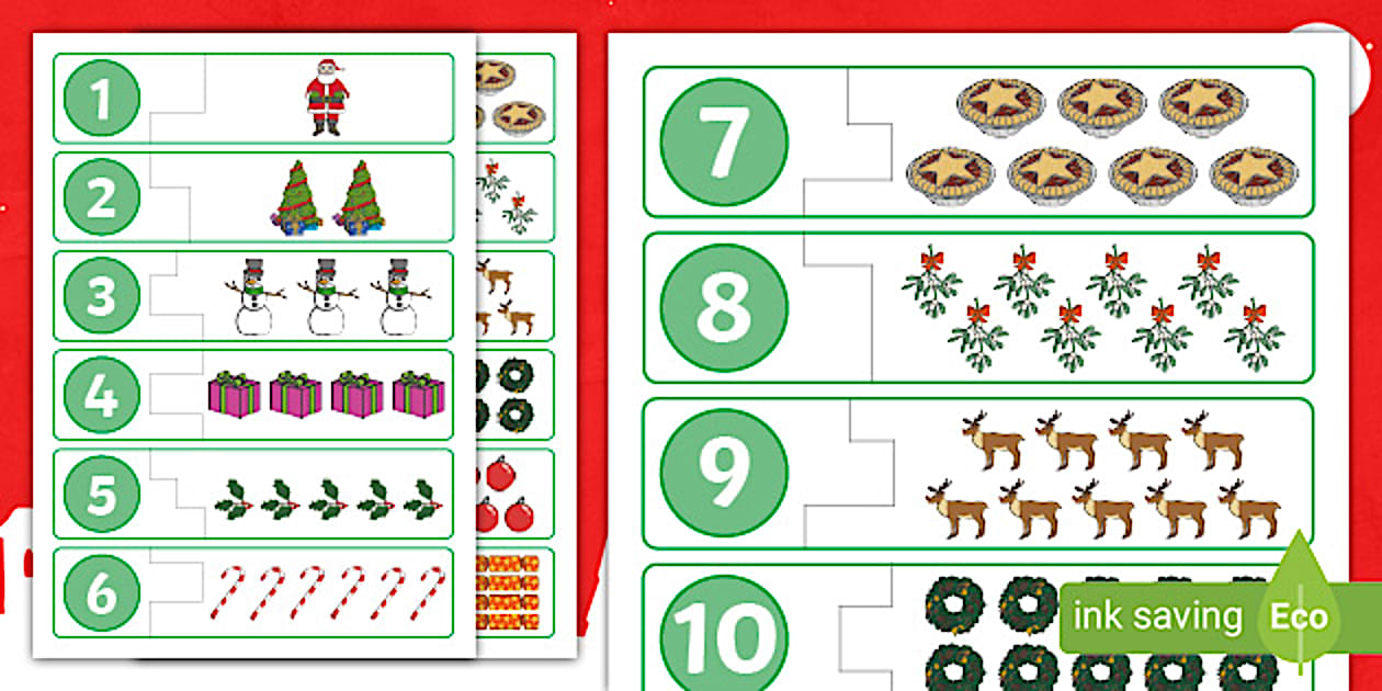 Christmas-Themed Counting Puzzle (teacher made) - Twinkl