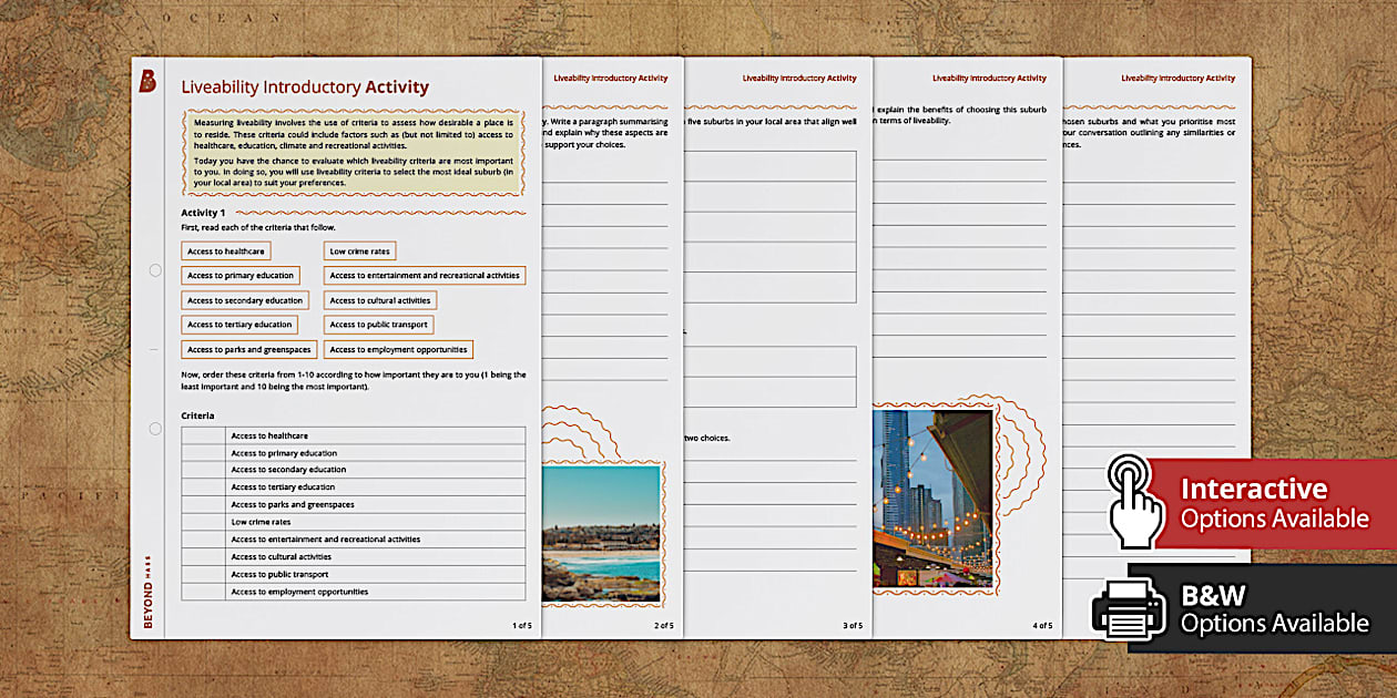 Liveability Introductory Activity (teacher made) - Twinkl