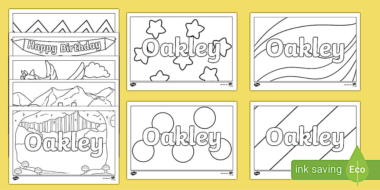 Oakley Name Simple Colouring Activity Sheets | Twinkl KS1