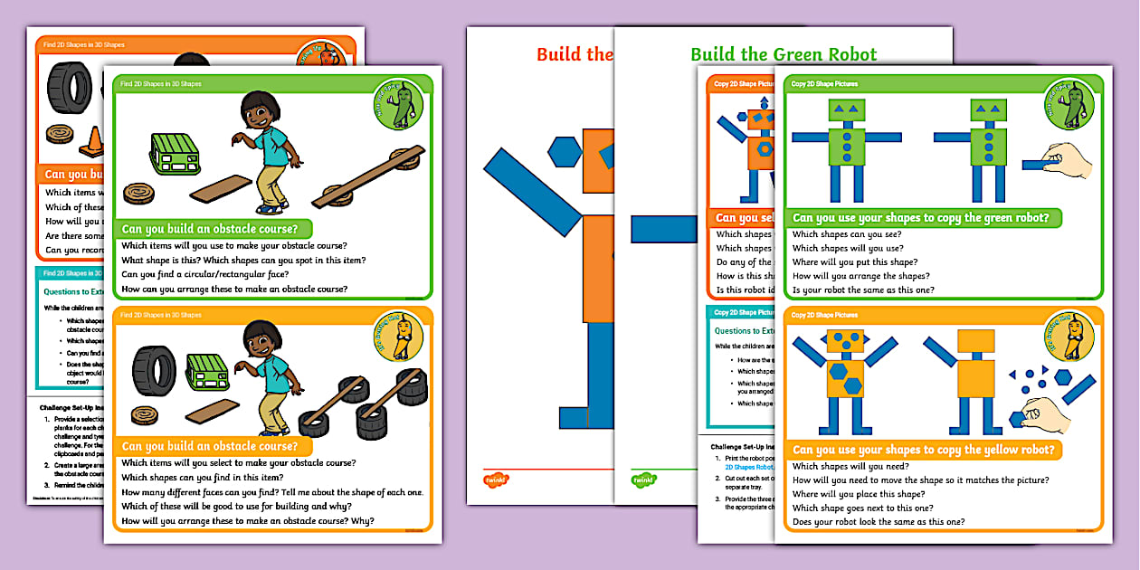 👉 Building With 2D Shapes Chilli Challenges Pack | Twinkl