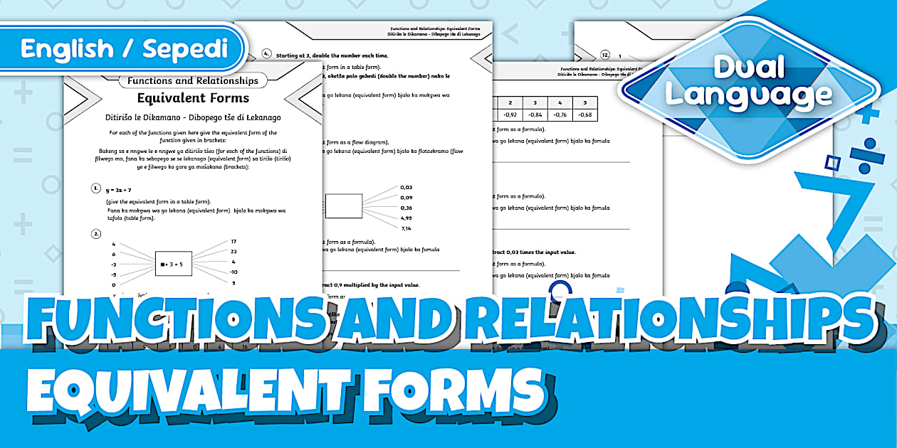 Grade 7 Maths - Term 3 - Functions and Relationships: Equivalent Forms
