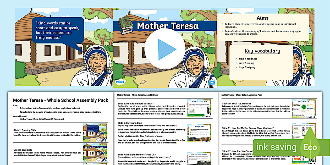 Mother Teresa Assembly Pack (teacher made) - Twinkl