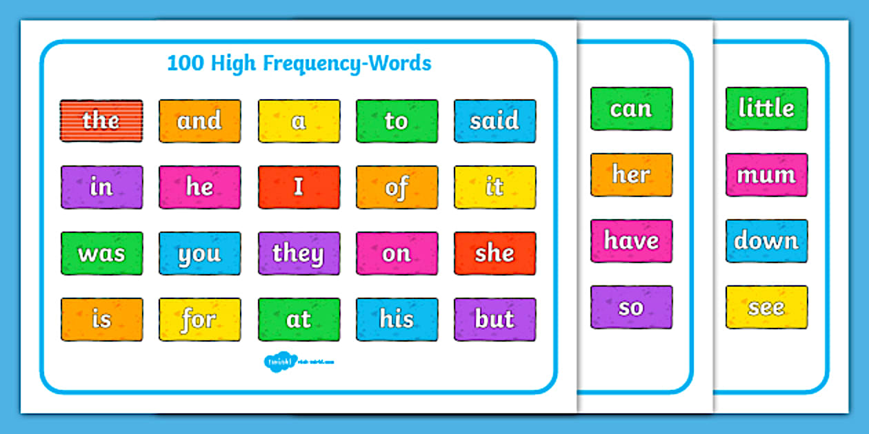 Editable 100 High Frequency Words on Multicoloured Bricks Word Mat