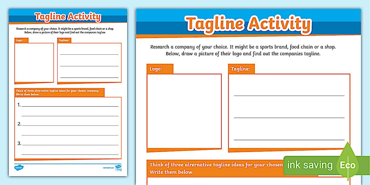 Alternative Tagline Ideas Activity (teacher made) - Twinkl