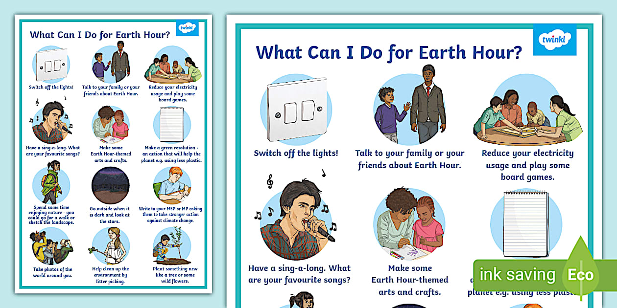 What Can I Do for Earth Hour? Display Poster (teacher made)