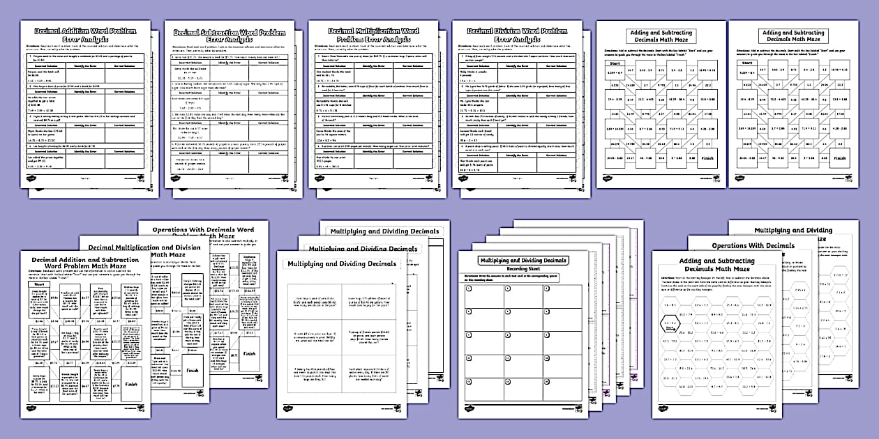 Sixth Grade Decimal Operations Activity Pack (Teacher-Made)