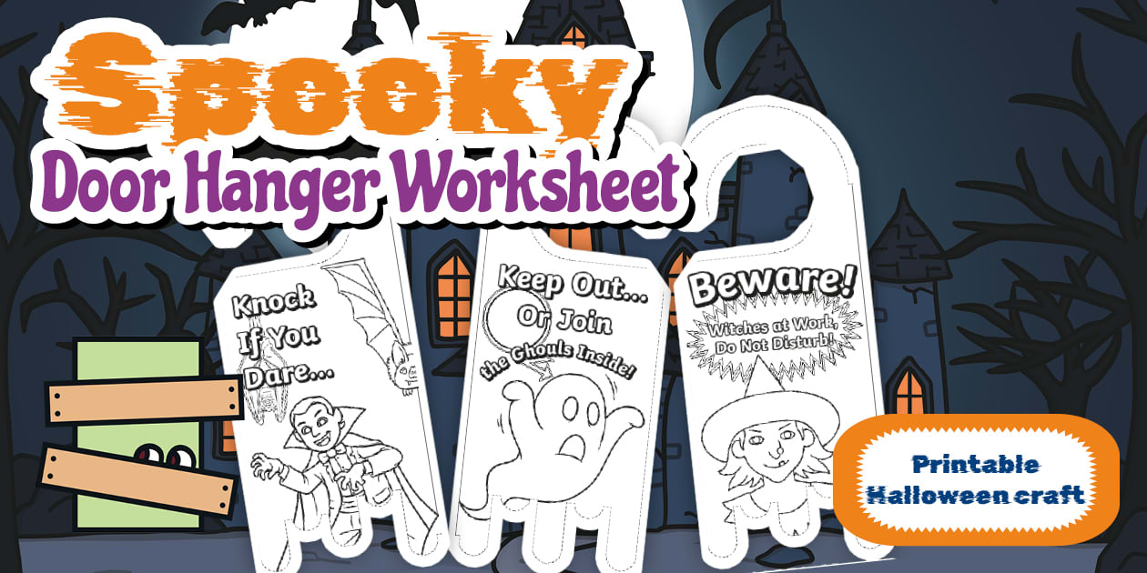 Spooky Door Hanger Worksheets