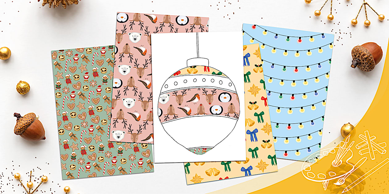 Christmas Bauble Cut Out Pattern Collage Activity