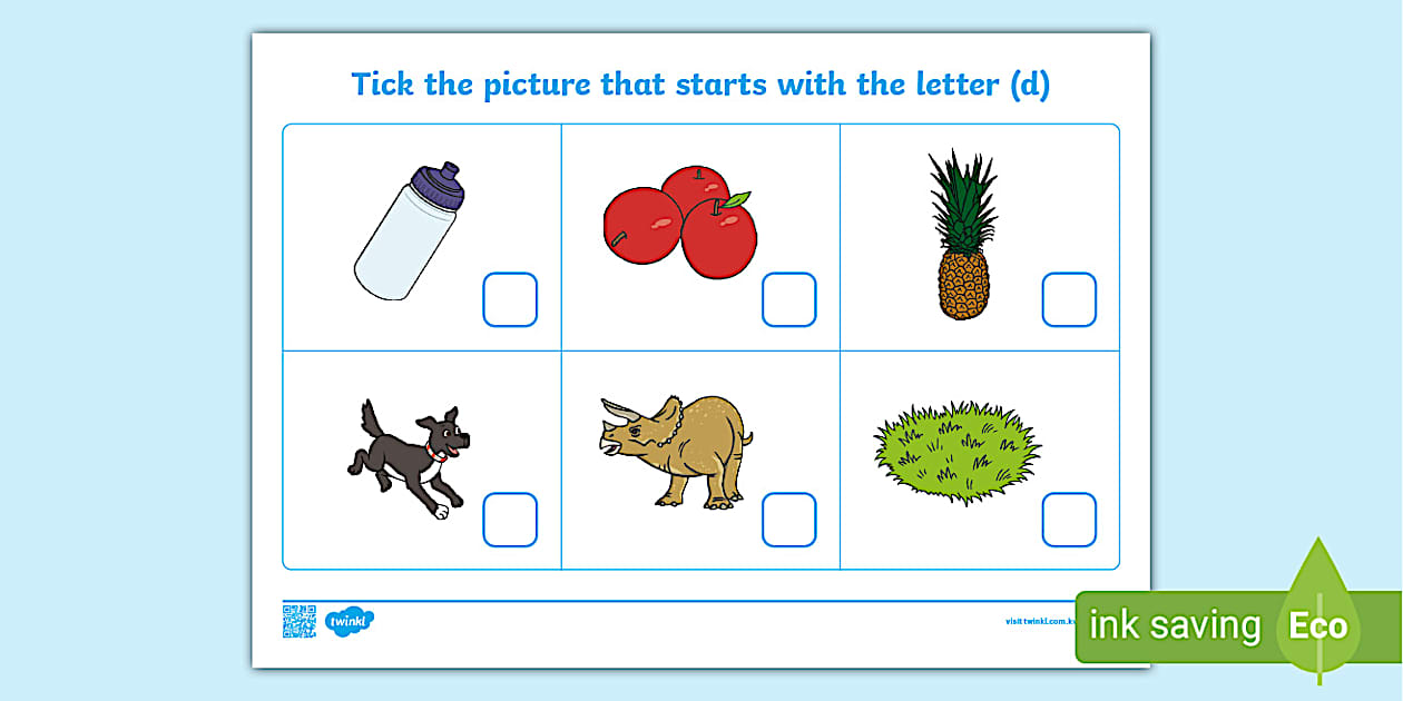 Tick the picture that starts with the letter - Letter D