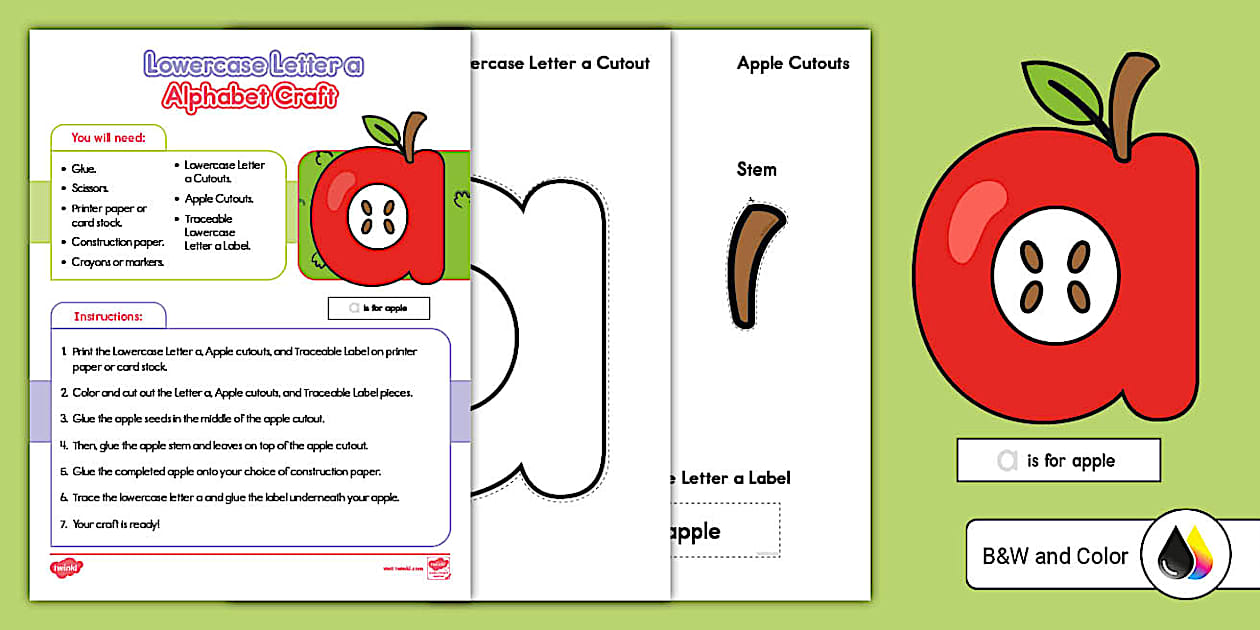 Lowercase Letter a Alphabet Craft (creat de profesori)
