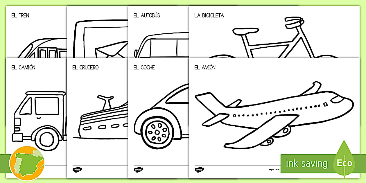 Hojas de colorear: El transporte de hoy en día - Twinkl