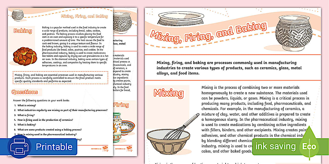 Mixing, Firing, and Baking (teacher made) - Twinkl
