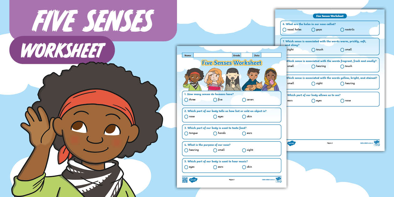 Five Senses Worksheet for First Grade