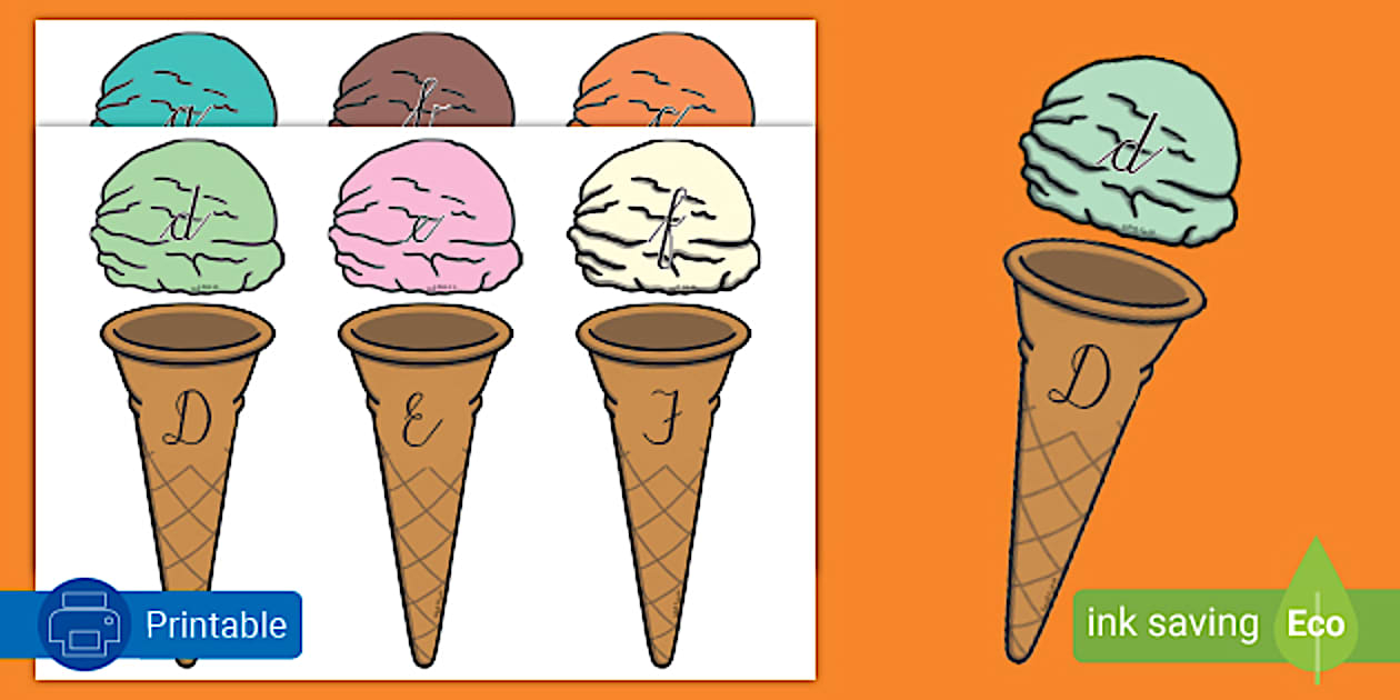 SA Cursive Matching Game | Upper And Lowercase | Ice Cream