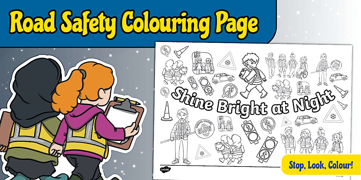 Road Safety Colouring Page