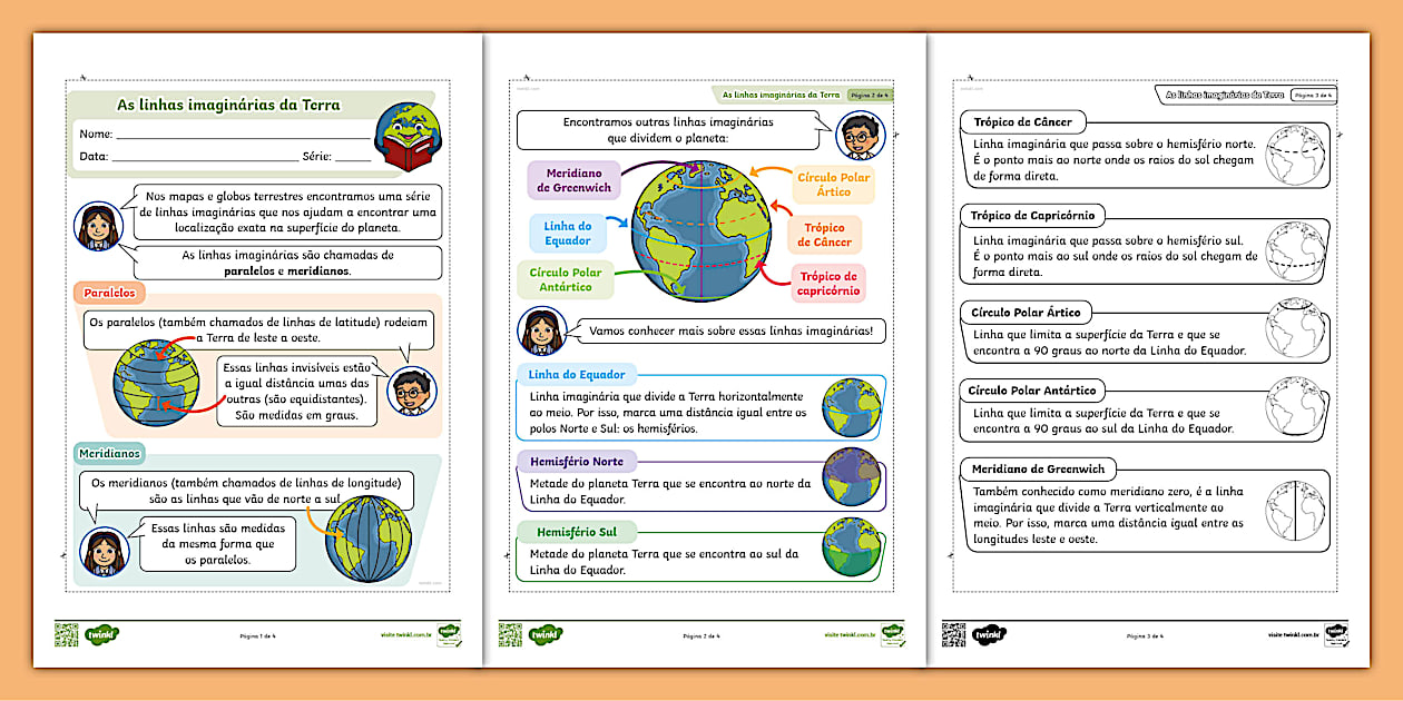 As linhas imaginárias da Terra - Folha de atividades