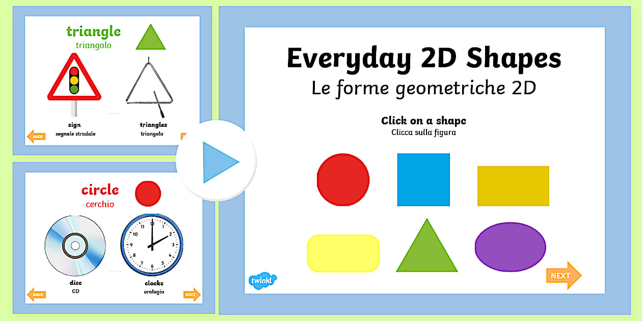 Everyday 2D Shapes PowerPoint English/Italian (teacher made)