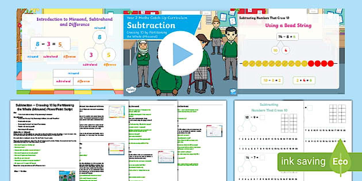 👉 Y2 Catch-Up Subtraction Crossing 10 Partitioning the Whole