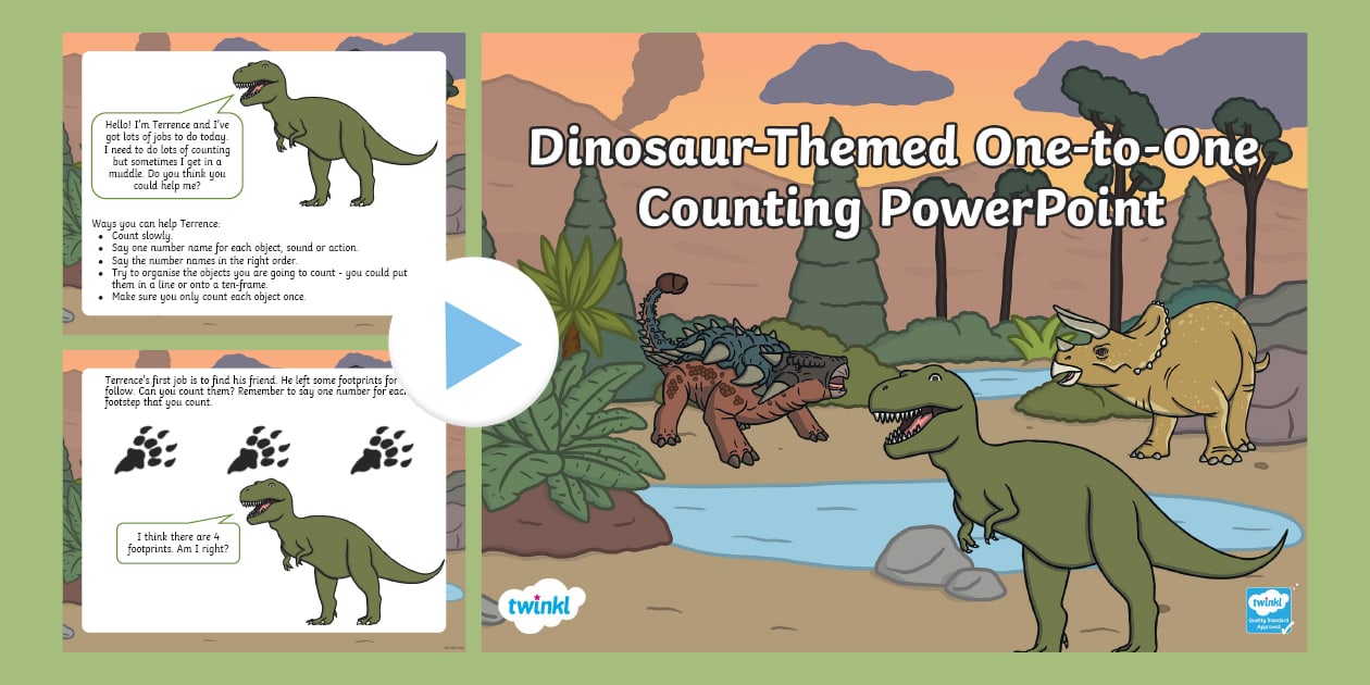 Dinosaur-Themed One-to-One Counting PowerPoint